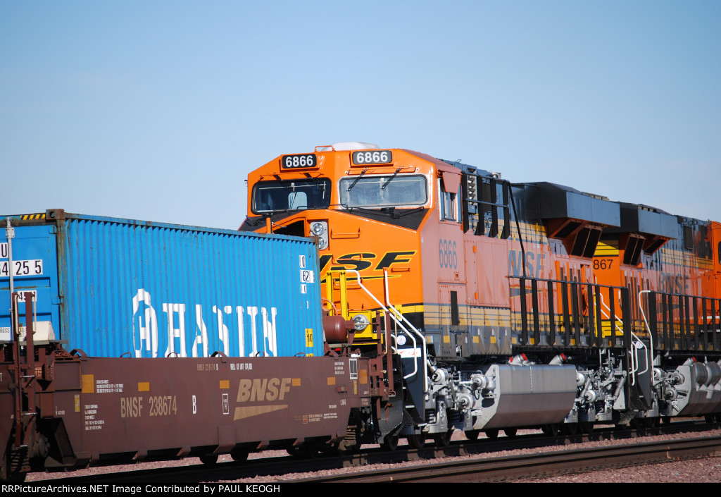 BNSF 6866 with Her Sister BNSF 6867 roll westbound as Rear DPU's